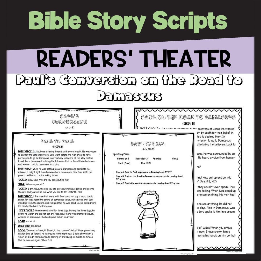 Saul to Paul's Conversion Bible Story Kids Readers Theater Script Paul ...