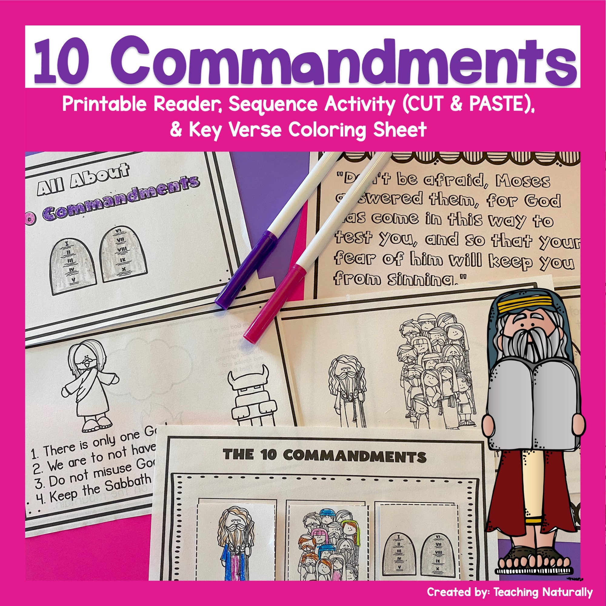Moses and the 10 Commandments Bible Lesson and Activities for Kids the ...