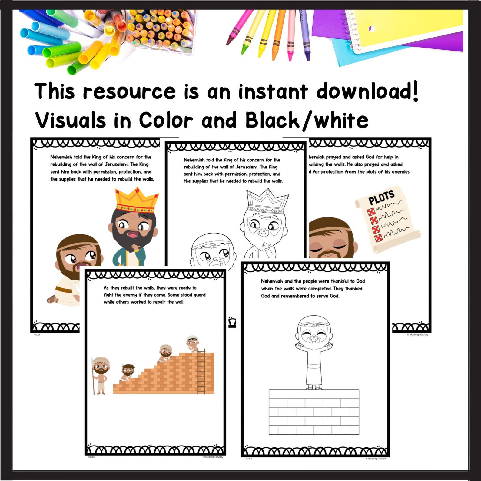 Nehemiah Rebuilds Walls: Preschool Bible Lesson & Activities (digital ...