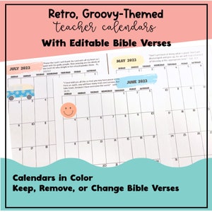 Retro Groovy Teacher Calendar Homeschool Planner With Inspirational ...