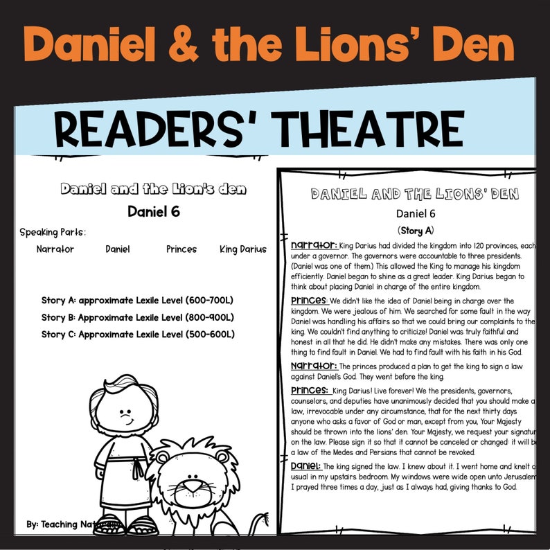 Daniel and the Lions' Den Bible Story Readers Theatre Script Sunday ...