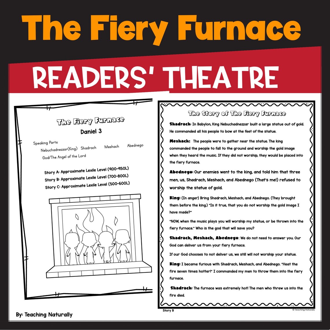 The Fiery Furnace Bible Story Readers Theatre Kids Bible Lesson ...