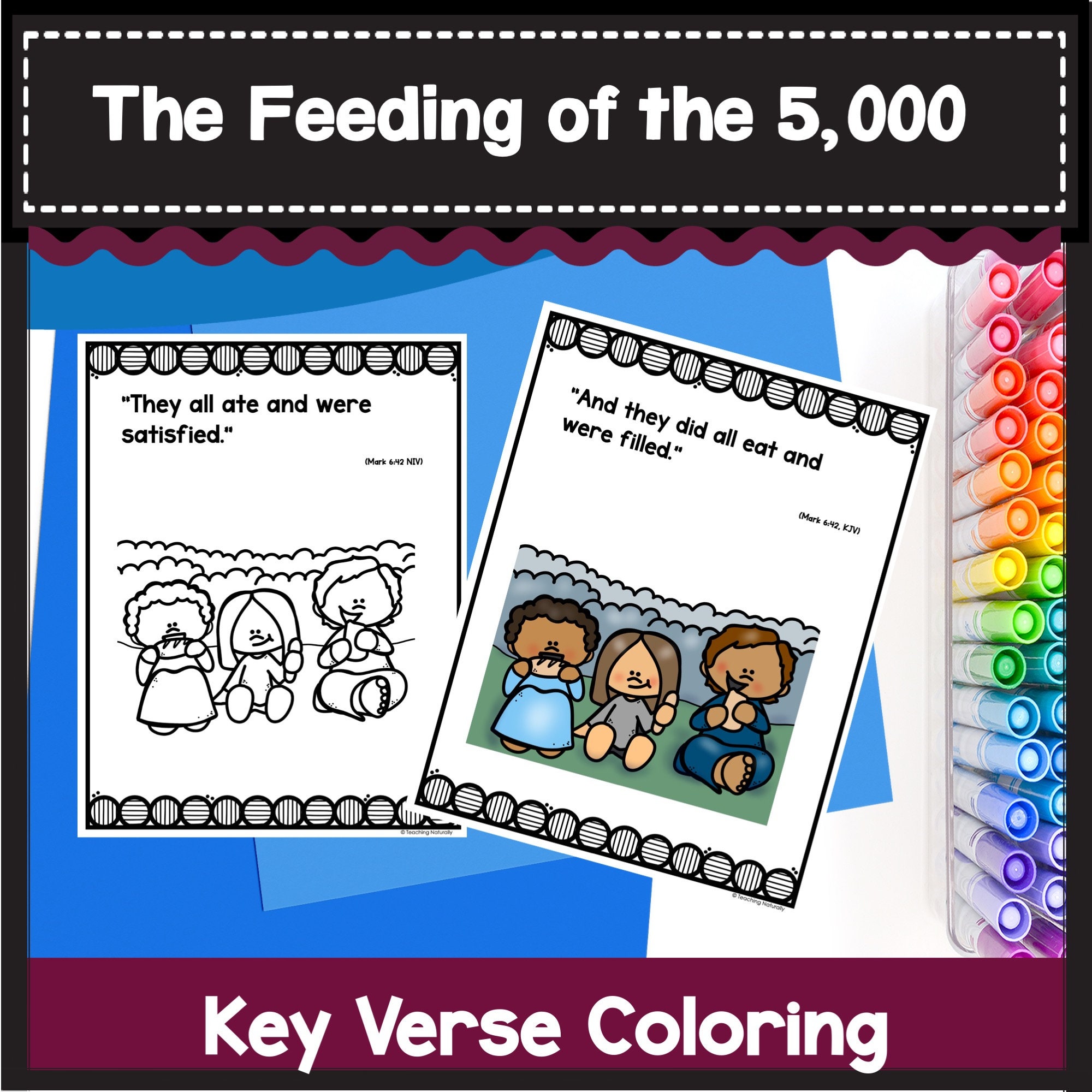 Miracle of Jesus Feeding of the 5,000 Bible Lesson Kids Sunday School ...