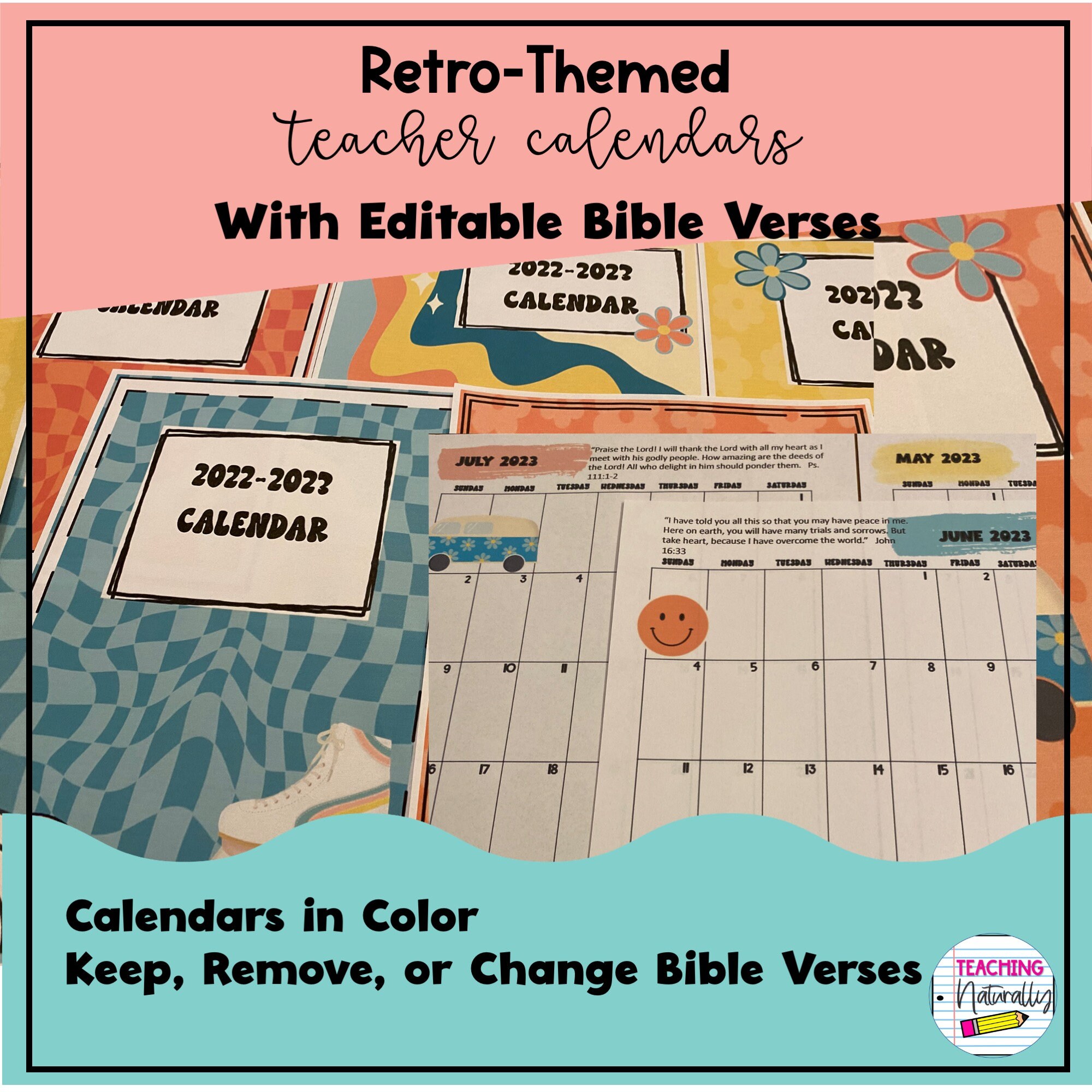 Retro Groovy Teacher Calendar Homeschool Planner With Inspirational ...