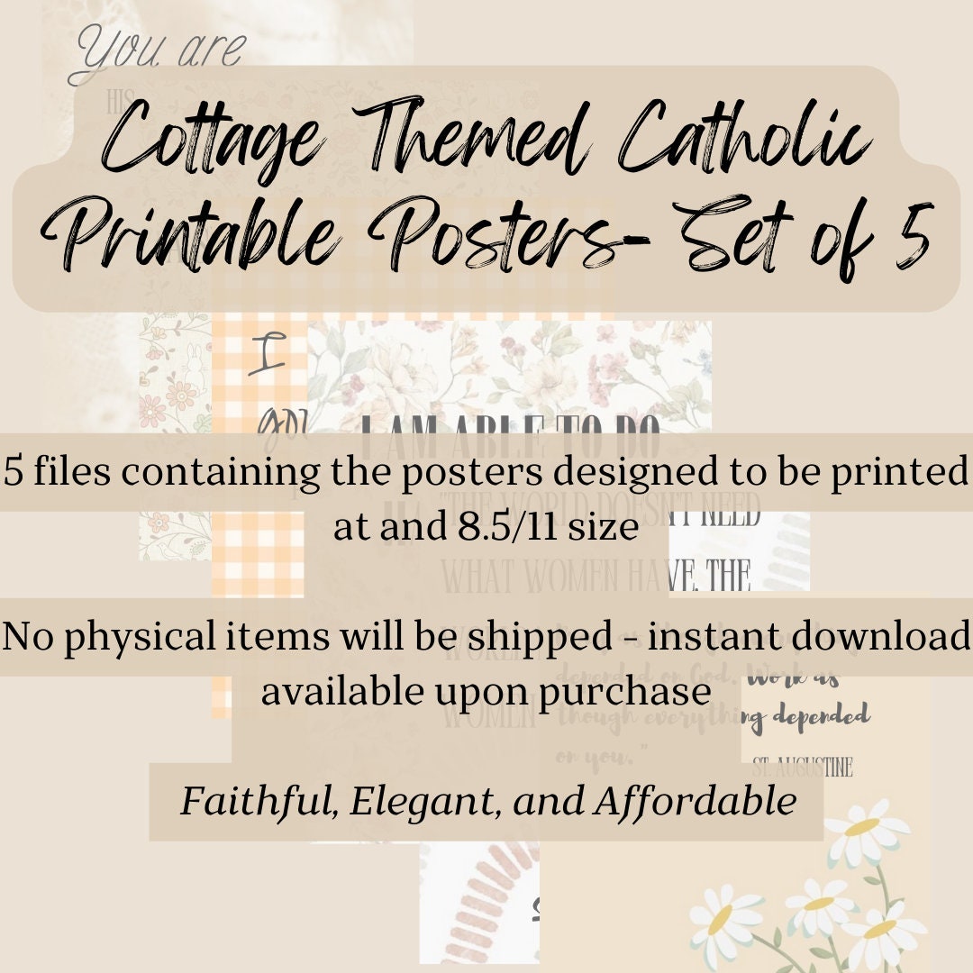 Cottage Themed Catholic Printable Posters- Set of 8 - Etsy