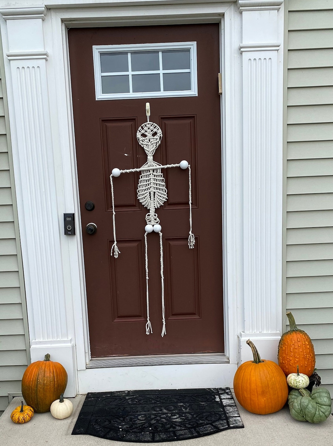 Macrame Hanging Skeleton - Halloween Decoration Handmade Macrame Rope ...