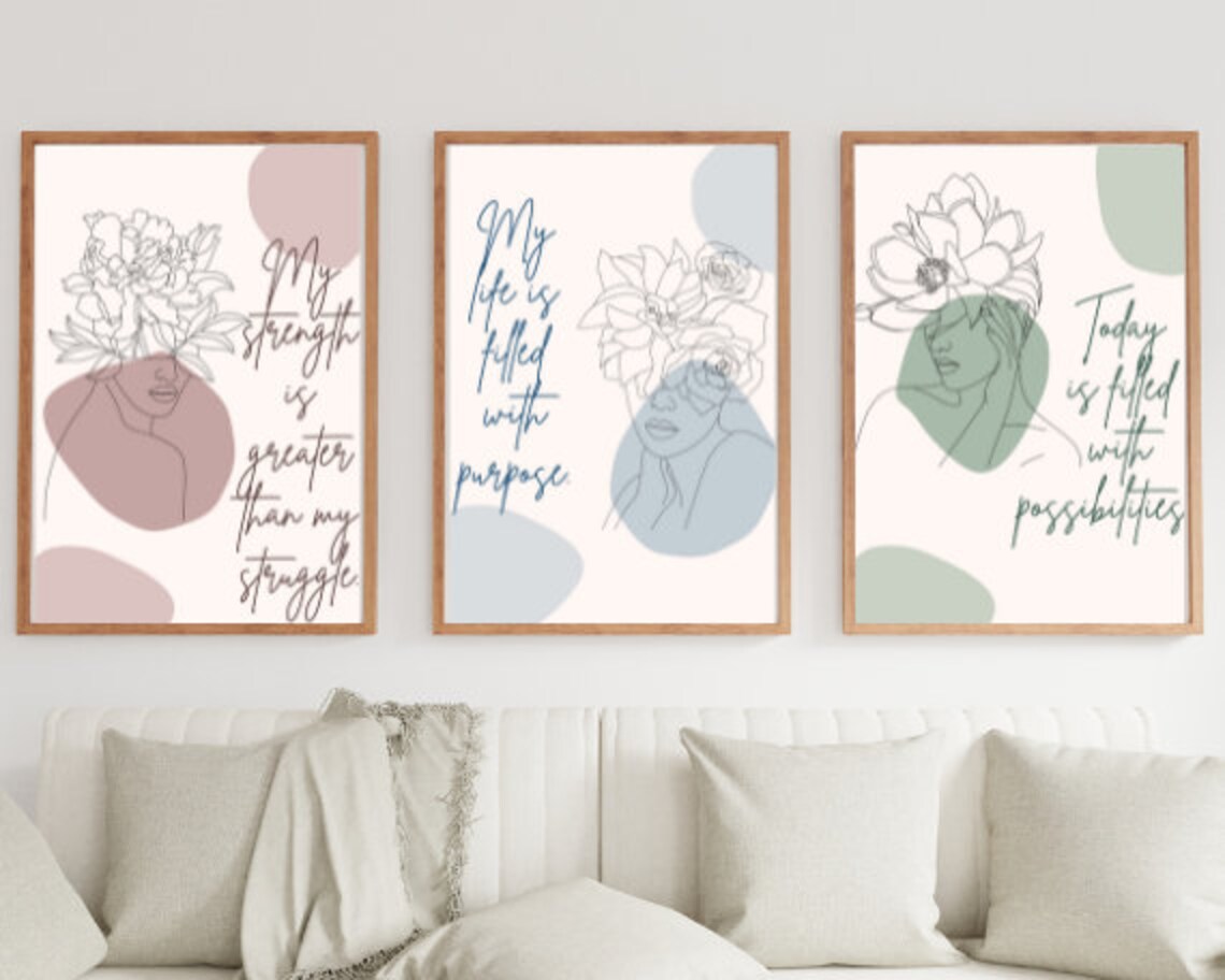 Printable Simple Modern Affirmation Wall Art Self Care - Etsy