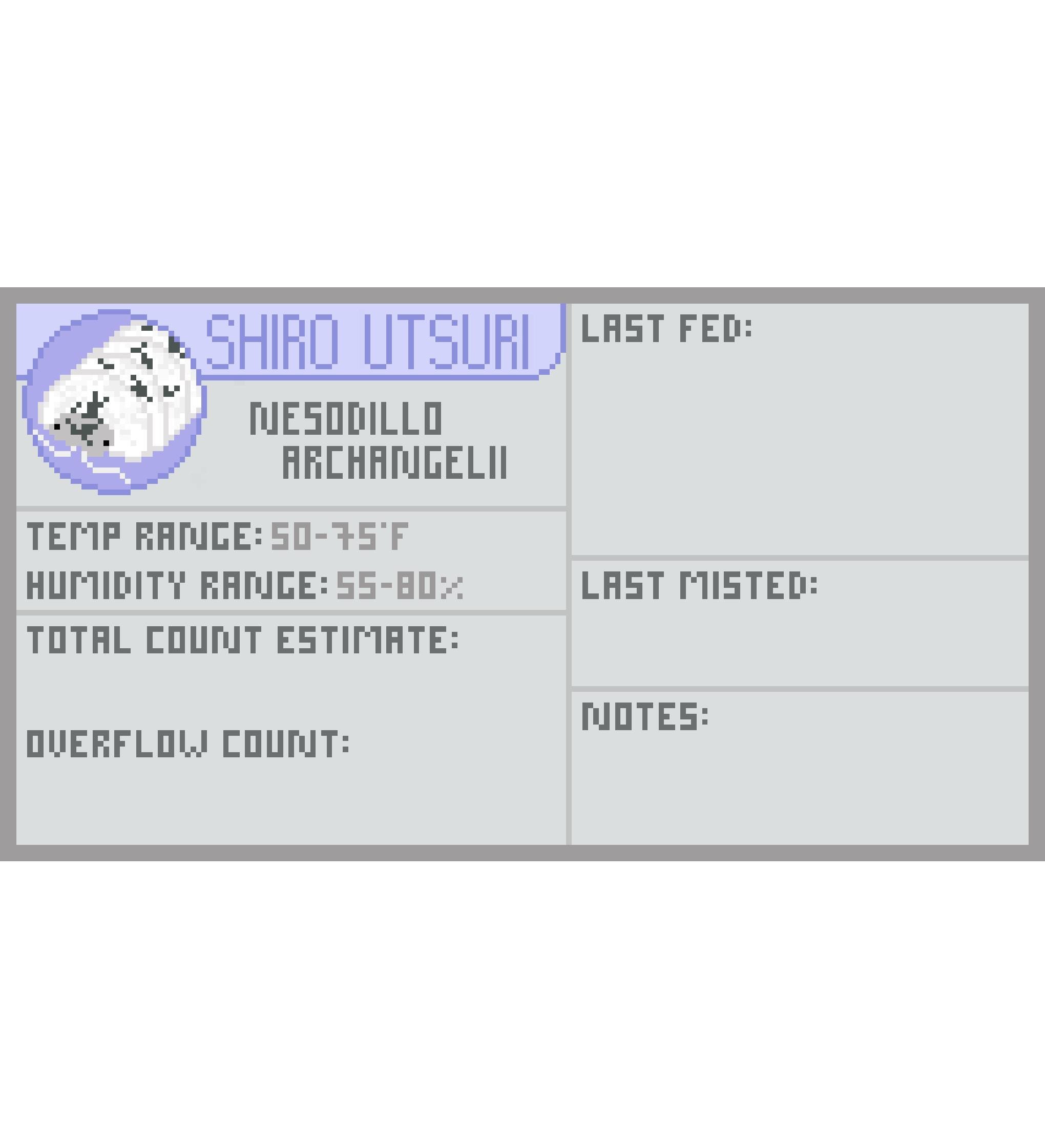 Isopod Enclosure Label & Care Tracker (digital/printable Version ...