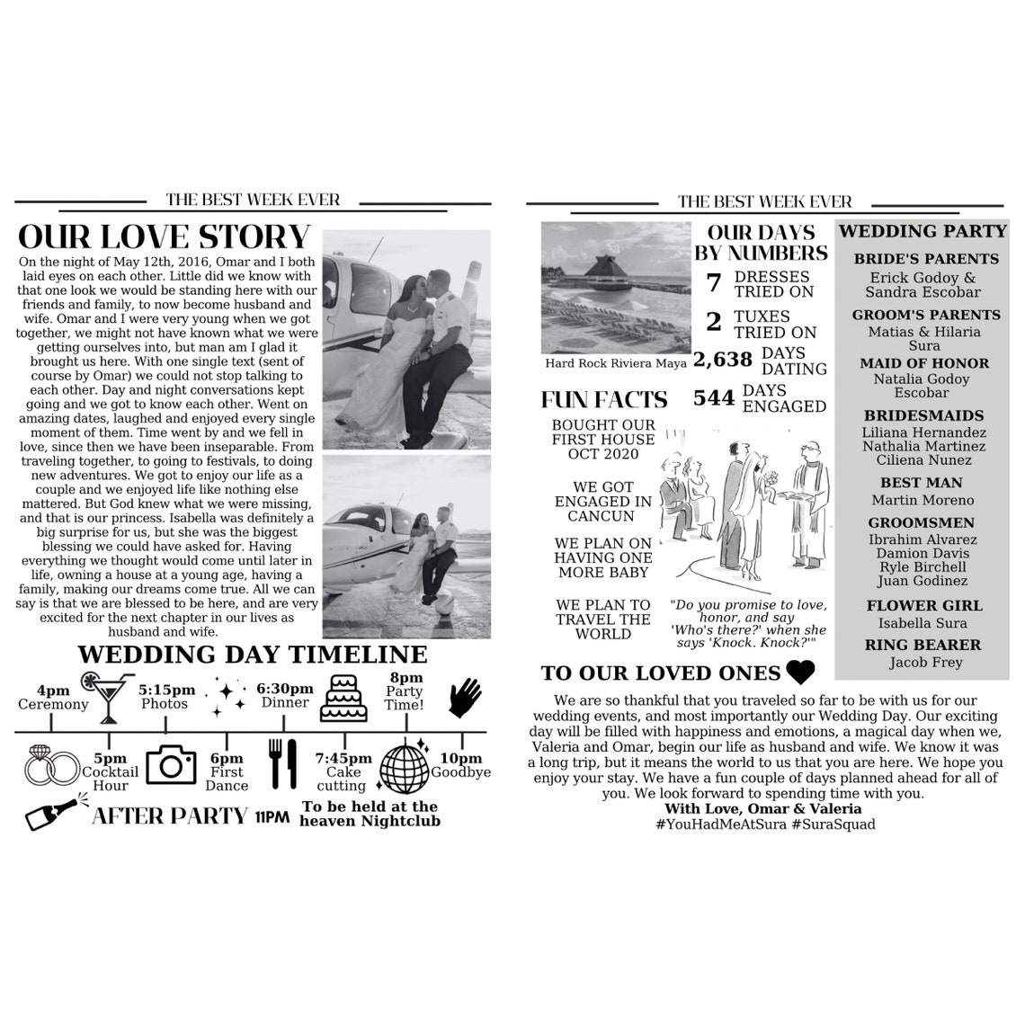 Wedding Newspaper Foldable Customizable Template | Fun Wedding Program ...