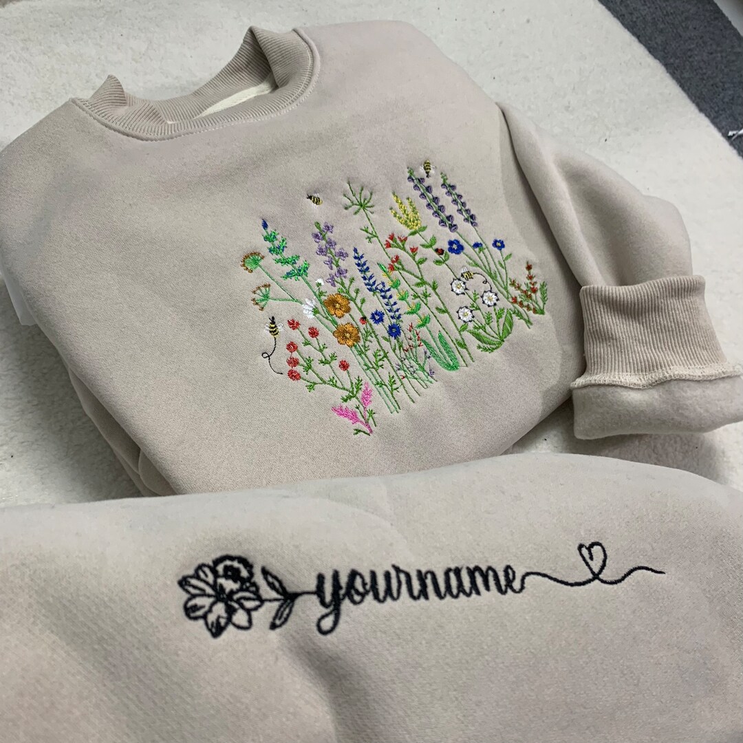 Custom Embroidered Birthday Floral Sweaters, Floral Sweaters ...