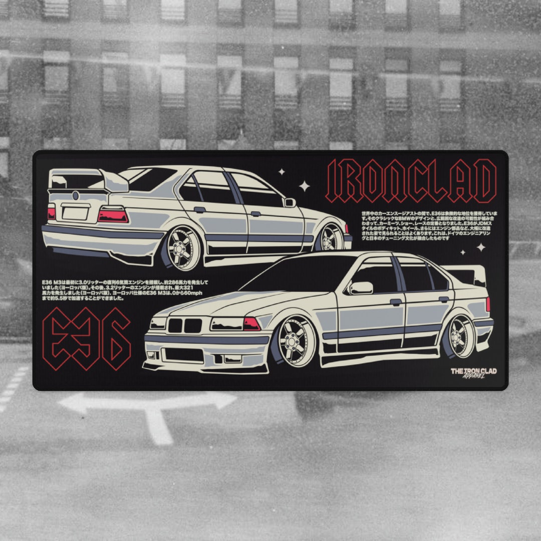 BMW E36 Mousepad, Car Enthusiast Desk Mat, Automotive Office Decor, JDM ...