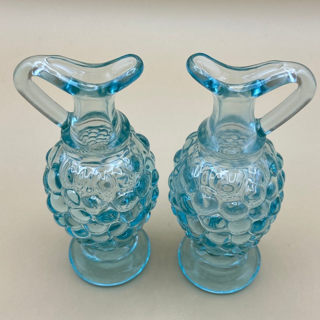 Vintage A Set of Vetreria Etrusca Green Blue Glass Cruets Grape ...