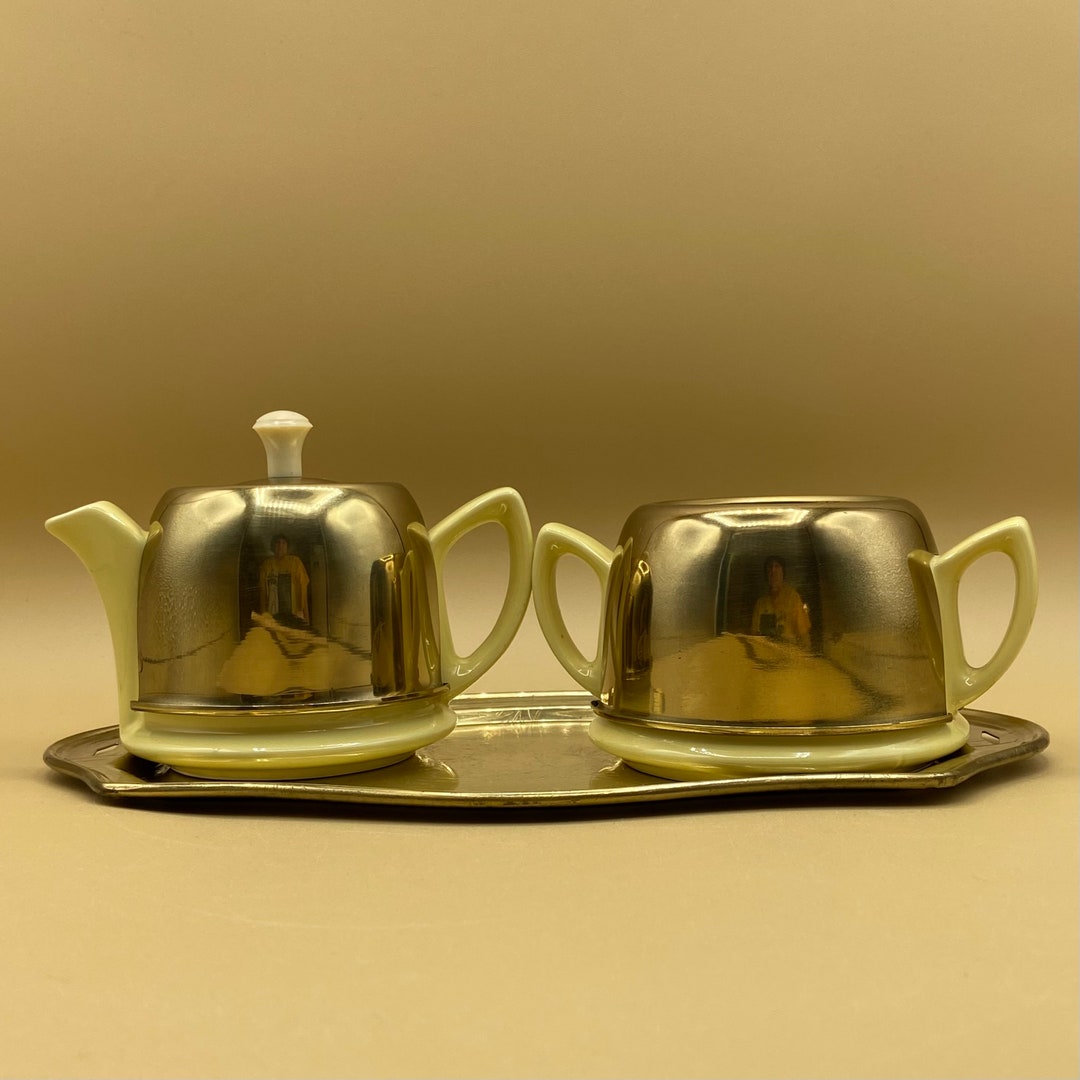 Vintage Hall China Co. Gold Color, Cover Sugar and Creamer Set - Etsy