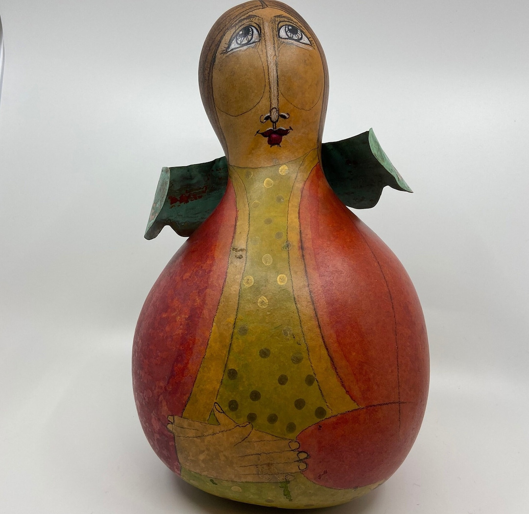 Karenlee Spencer goods From the Woods Handpainted Angel Gourd, Signed ...