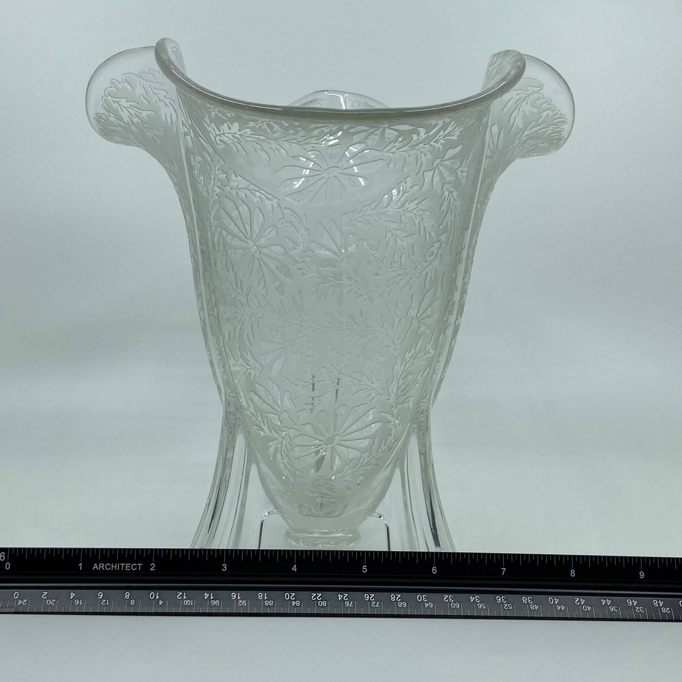 1930’s New Martinsville Glass, Art Deco Frosted, Brocade Etched Rocket ...