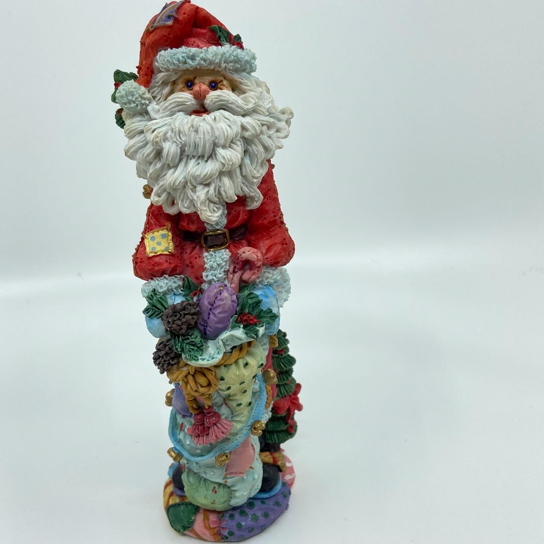 Santa, CRINKLE CLAUS by Possible Dreams- Santa With Patchwork Bag - Etsy