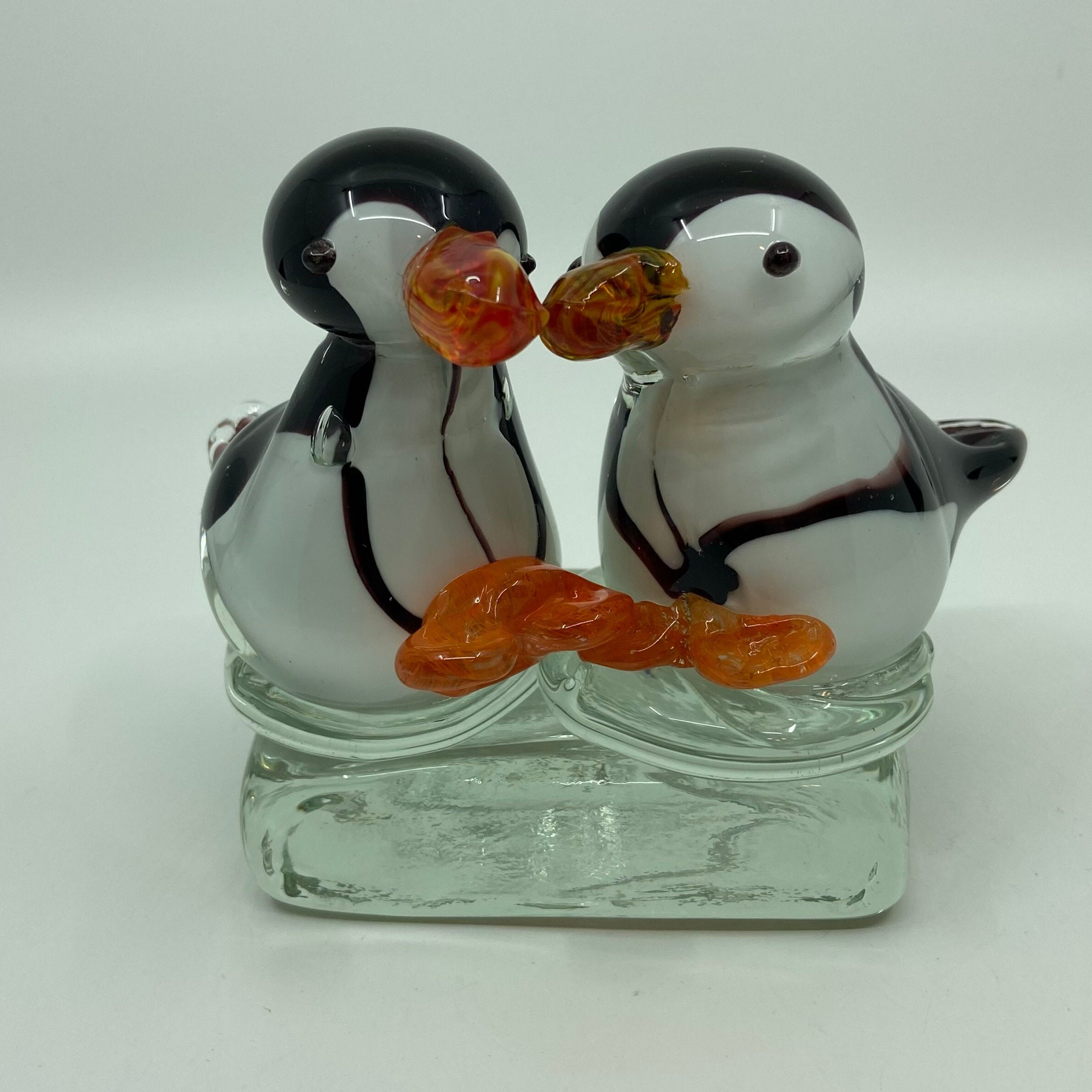 Handblown Glass Penguins on an Iceberg, Figurine, Paperweight - Etsy