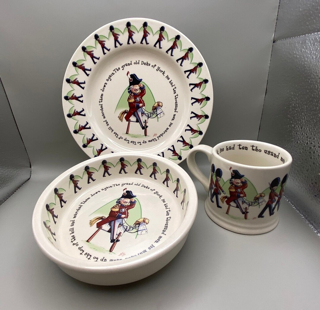 Grand Old Duke of York Plate, Bowl and Mug Anderton Pottery England 3 ...