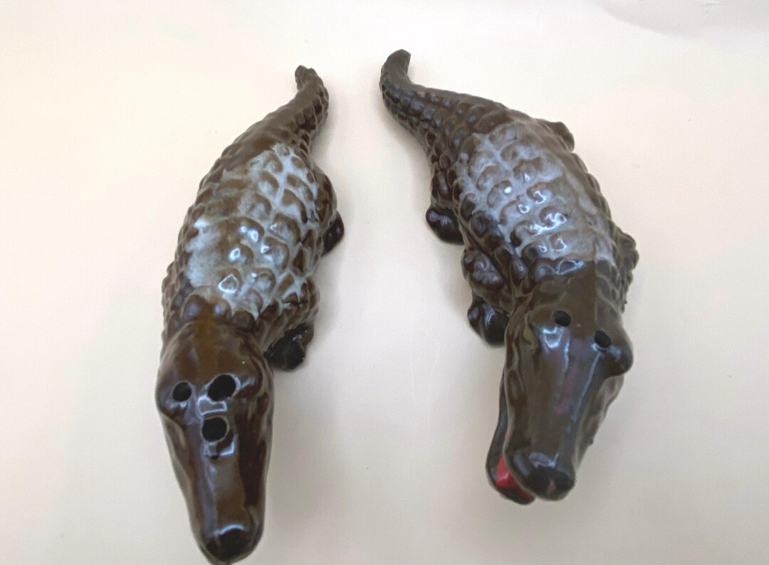 Redware Alligator Salt and Pepper Shakers / Vintage Gator Shakers ...