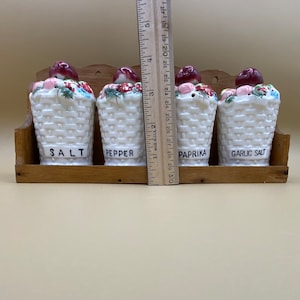 Tilso Hand-painted Japan Seasoning Shakers With Wooden Rack - Etsy