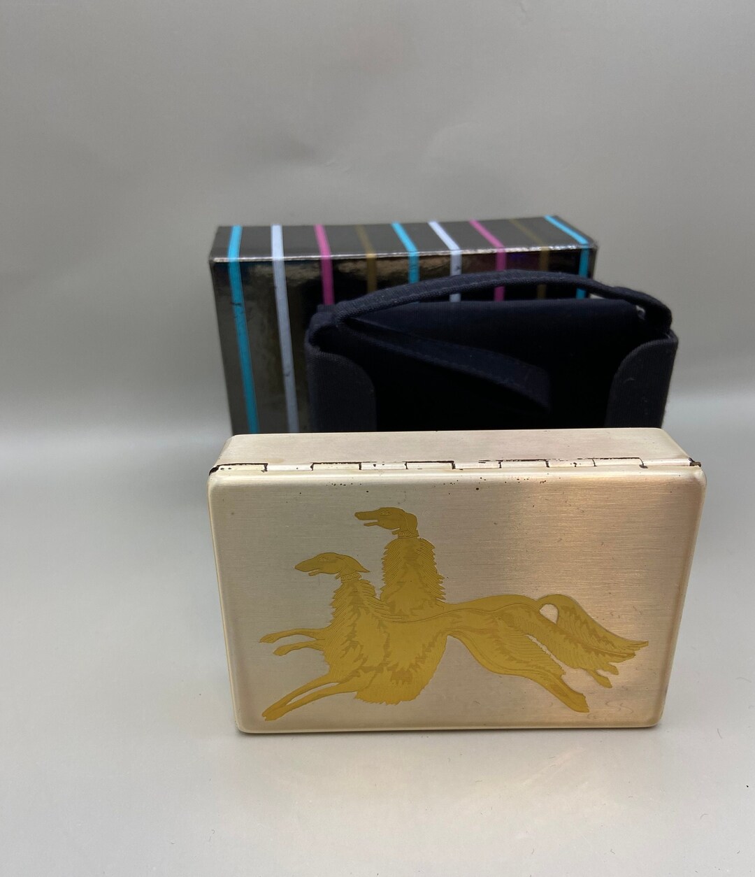 Vintage Elgin American Compact: Gold Borzoi Dogs, Lipstick & Powder - Etsy
