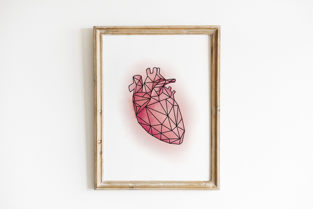 Geometric Anatomical Heart, Digital Art, Cardiologist Clinic Decor ...