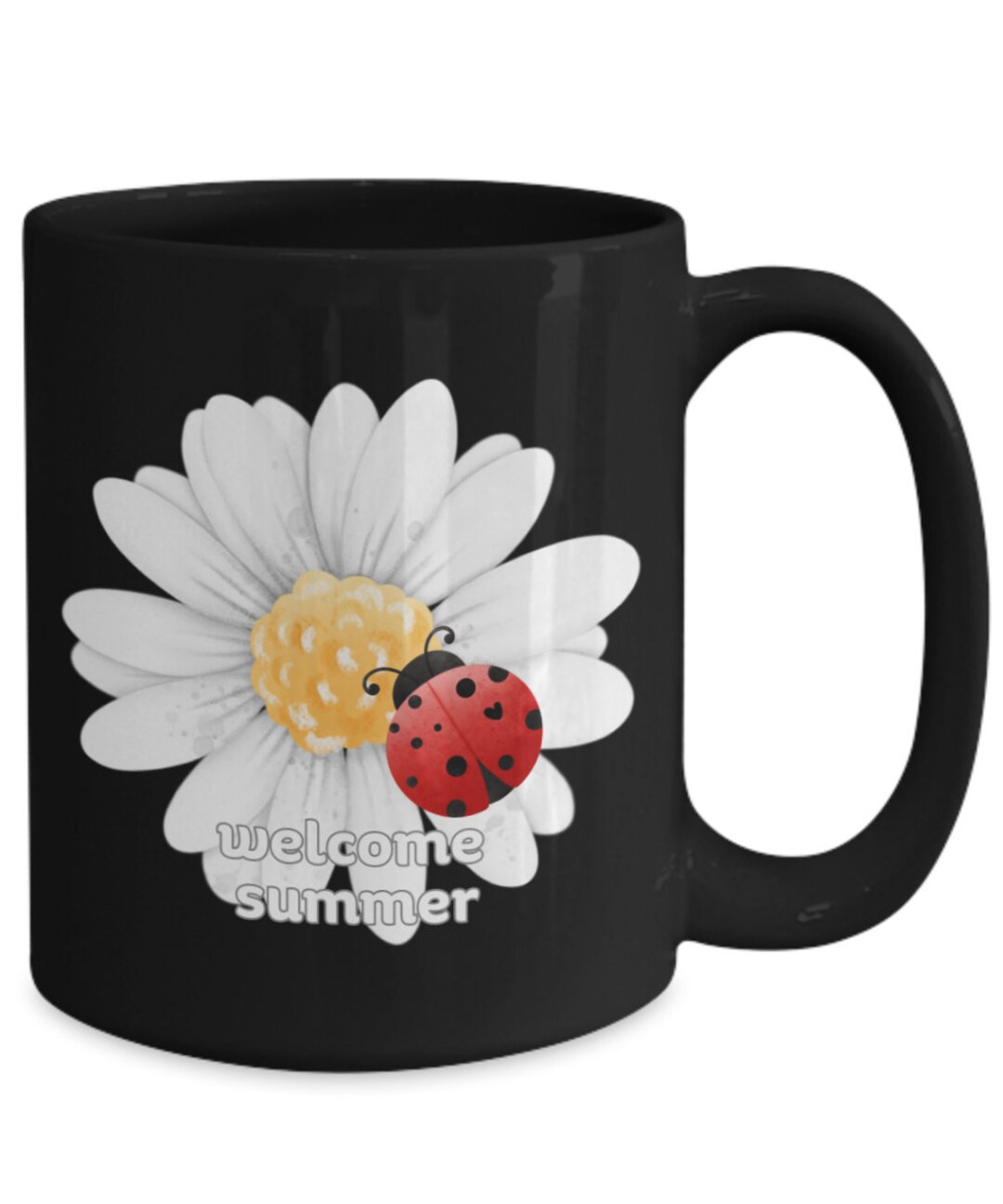Ladybug Mug, Daisy Mug, Ladybug, Black Daisy Mug, Ladybug Graphic Mug ...