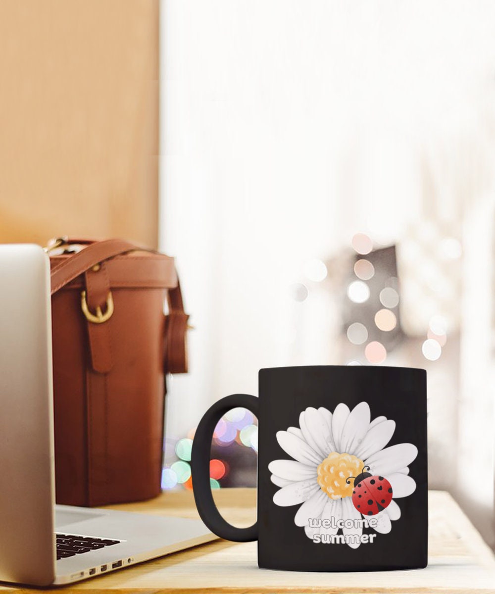 Ladybug Mug, Daisy Mug, Ladybug, Black Daisy Mug, Ladybug Graphic Mug ...