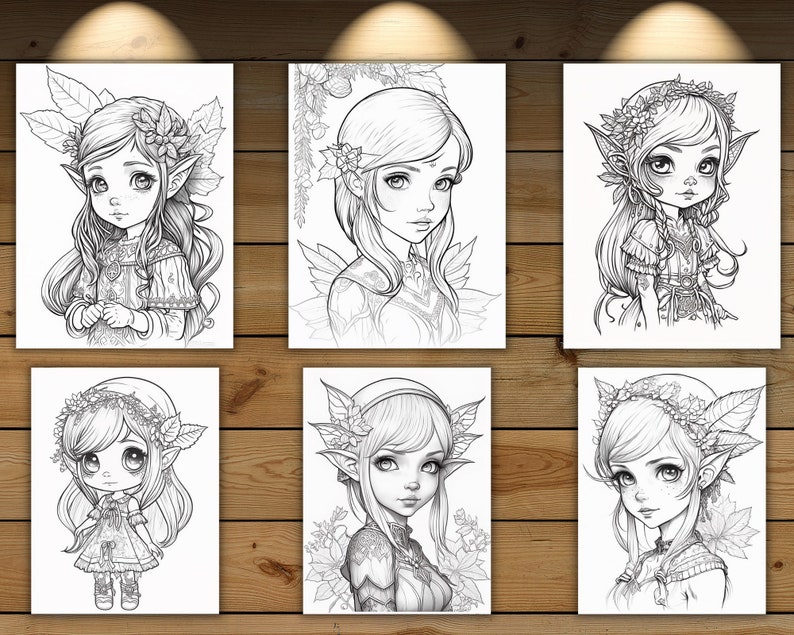 Elf Girl Coloring Book With 20 Enchanting Pages for Kids and - Etsy