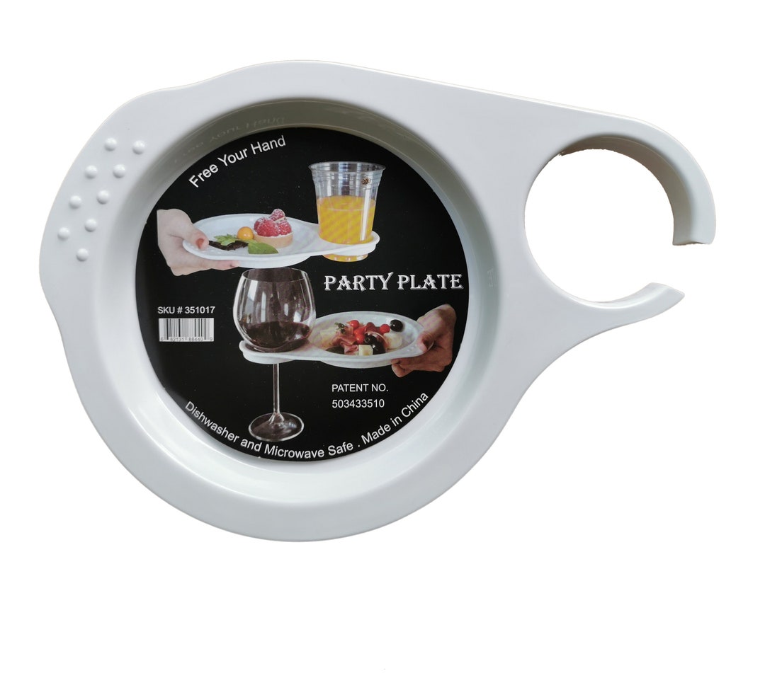 Pack of 4 Melamine Appetizer Picnic Party Plates With Wine Glass ...