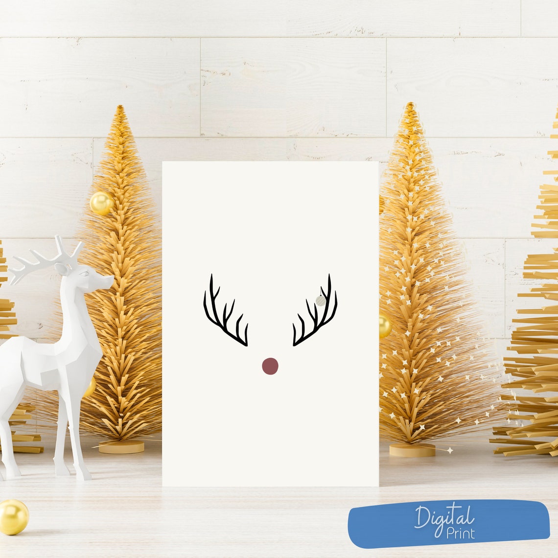 Reindeer Digital Print, Rudolph Digital Print, Christmas Decor ...