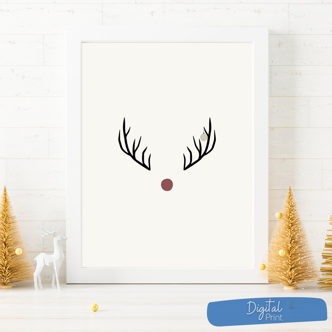 Reindeer Digital Print, Rudolph Digital Print, Christmas Decor ...
