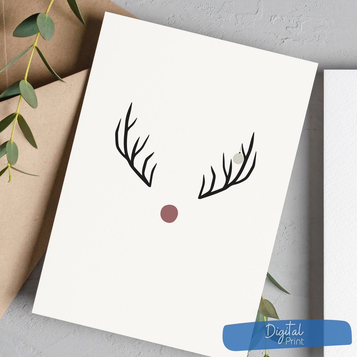 Reindeer Digital Print, Rudolph Digital Print, Christmas Decor ...