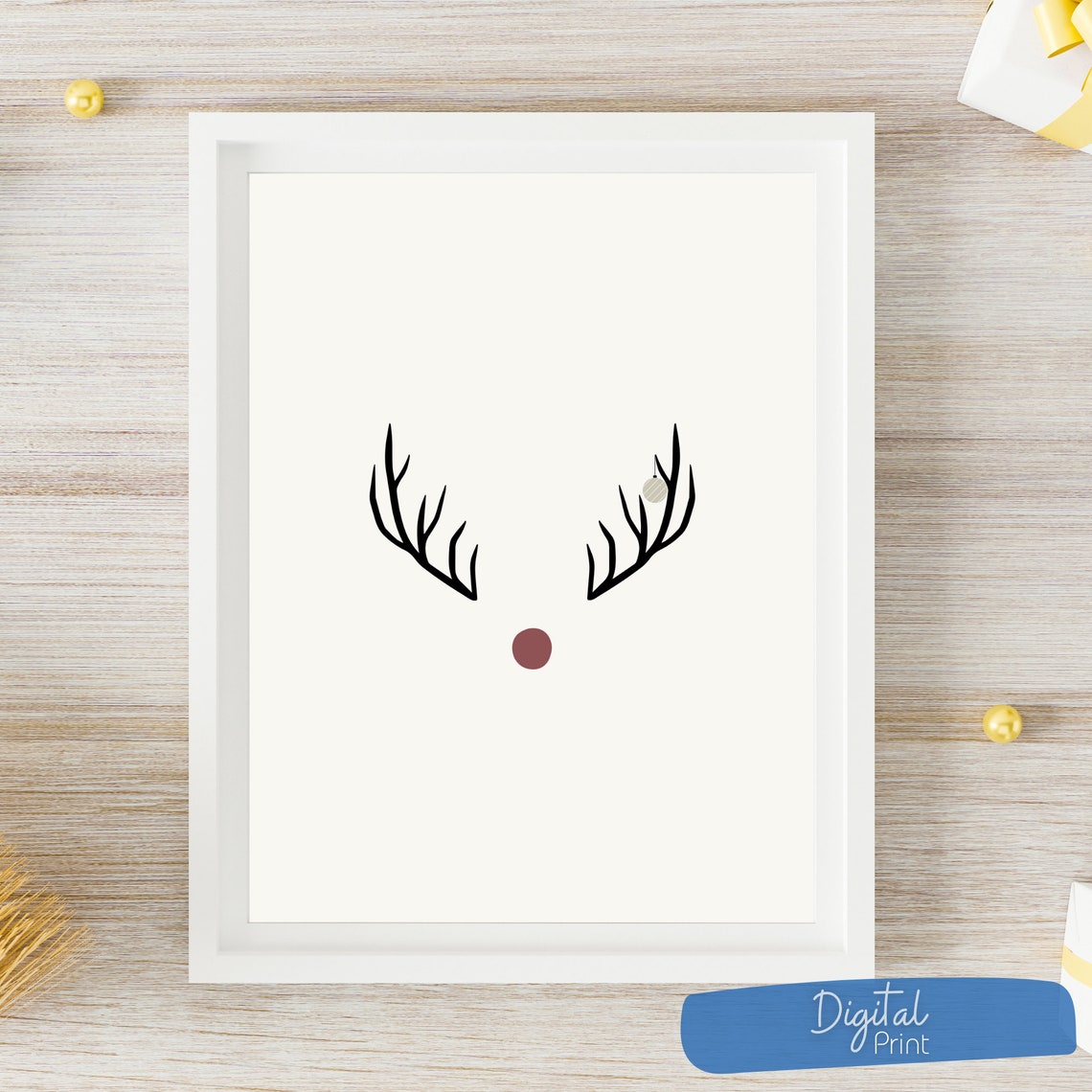 Reindeer Digital Print, Rudolph Digital Print, Christmas Decor ...