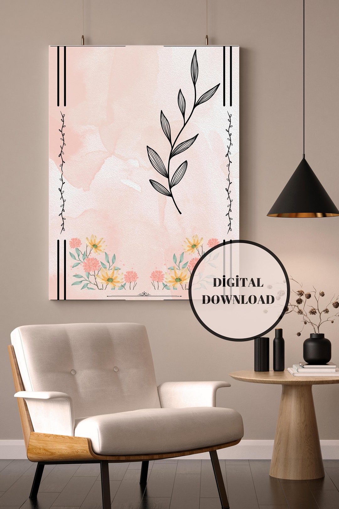 Printable Vintage Art Print for Home Decor,minimal Empower Print,pink ...
