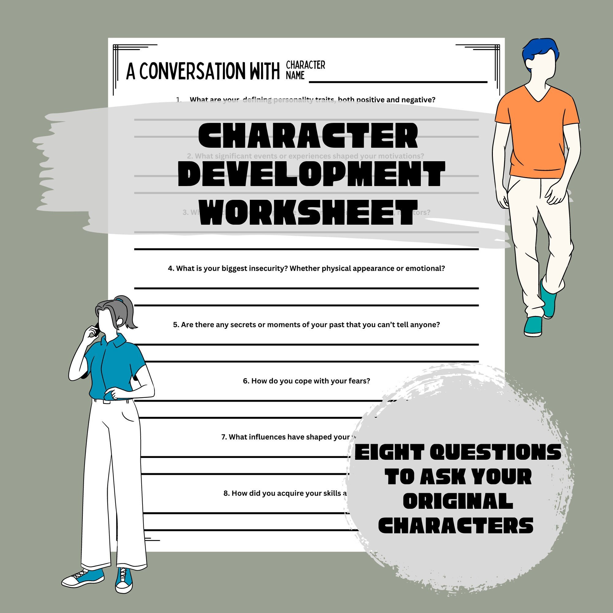 Character Work Sheet | Writing Characters | Character Sheet for Writer ...