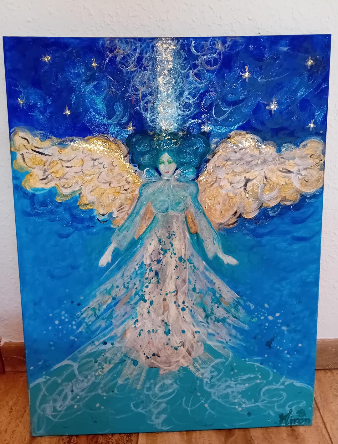 Acrylic Painting Blue Angel Guardian Angel, Orgon Energized, Activated ...