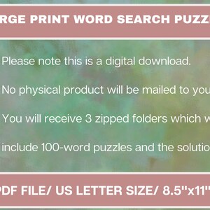 Themed Word Search Puzzles for Teens and Adults/ 100 Large Print Word ...