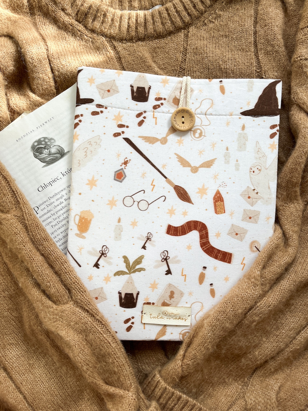 Wizard Book Sleeve White Gift for Book Lover Magic Book Merch Book ...