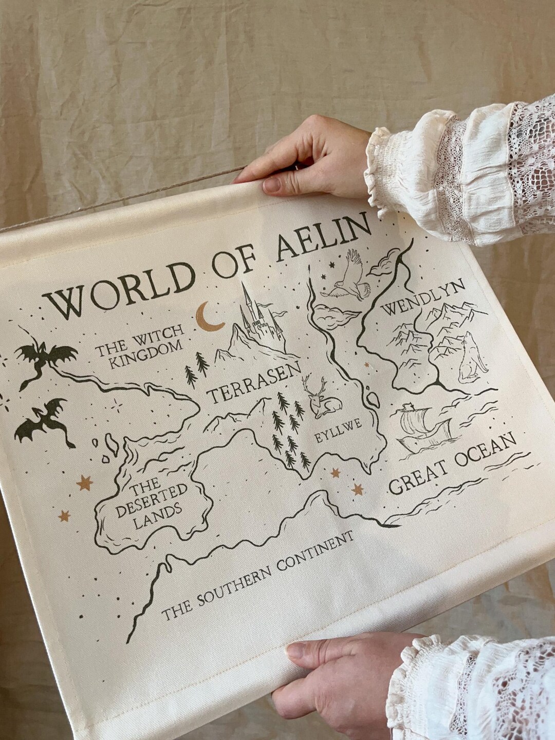 World of Aelin Fantasy Map Beige (officially Licensed by SJM) Terrasen ...