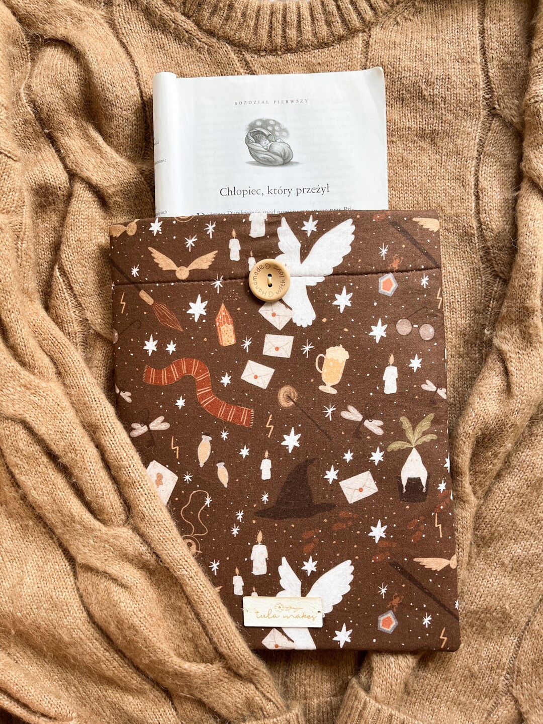 Wizard Book Sleeve - Brown Gift for Book Lover Magic Book Merch Book ...