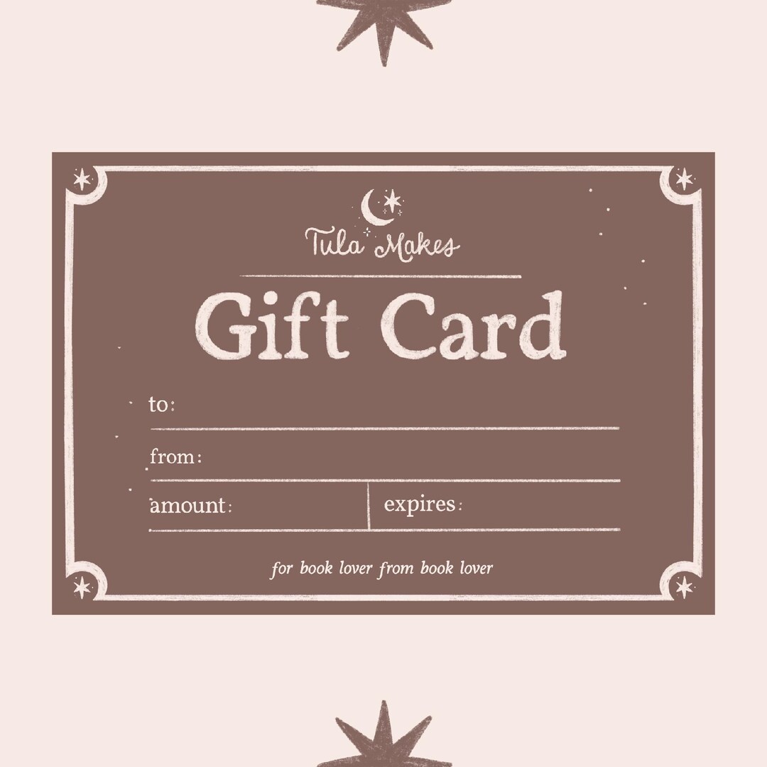 Digital Gift Card for Book Lovers - Printable PDF Gift - Etsy