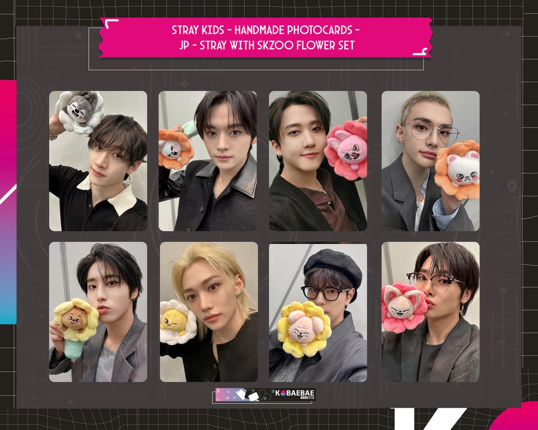 Stray Kids - Handmade Photocards - Stray With Skzoo Flowers - Bias Set ...