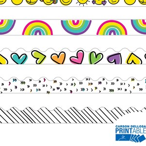 Kind Vibes Printable Bulletin Board Borders Bundle, Bright & Colorful ...