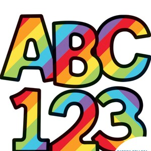 Rainbow Printable Bulletin Board Letters, Numbers, and Symbols, Rainbow ...