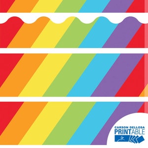 Rainbow Printable Bulletin Board Borders Bundle, Bright & Colorful ...