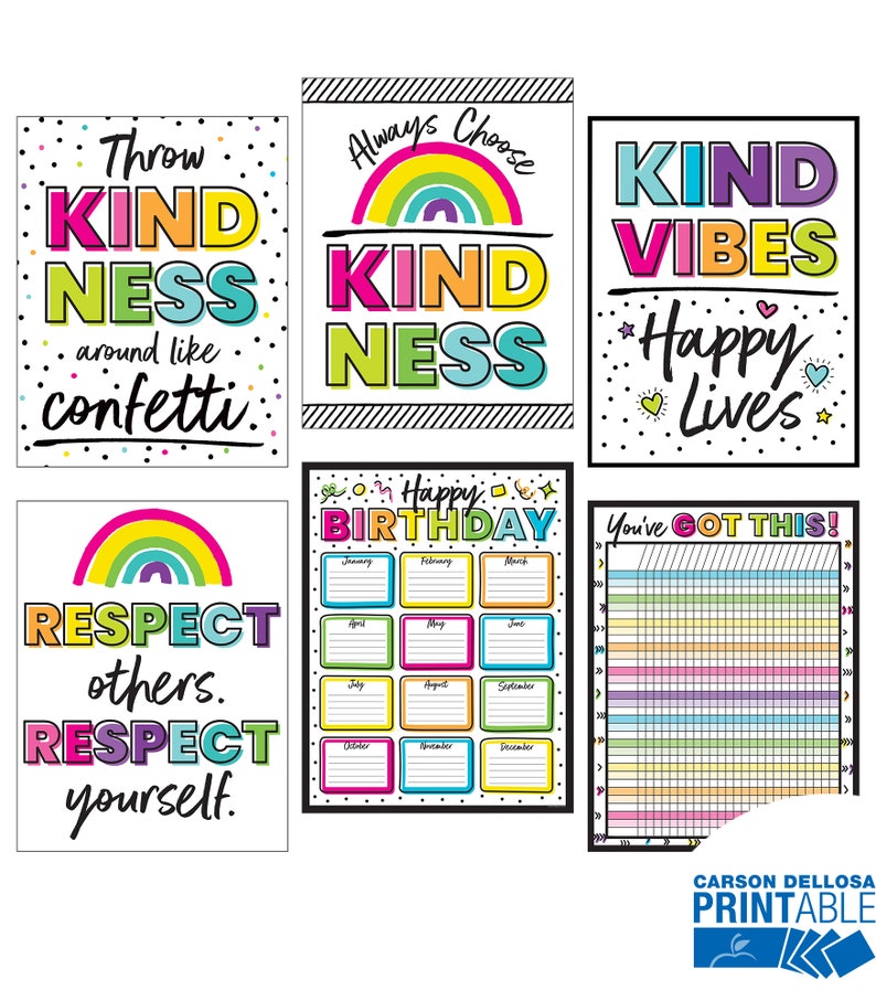 Kind Vibes Printable Poster and Chart Pack Clasroom Posters - Etsy