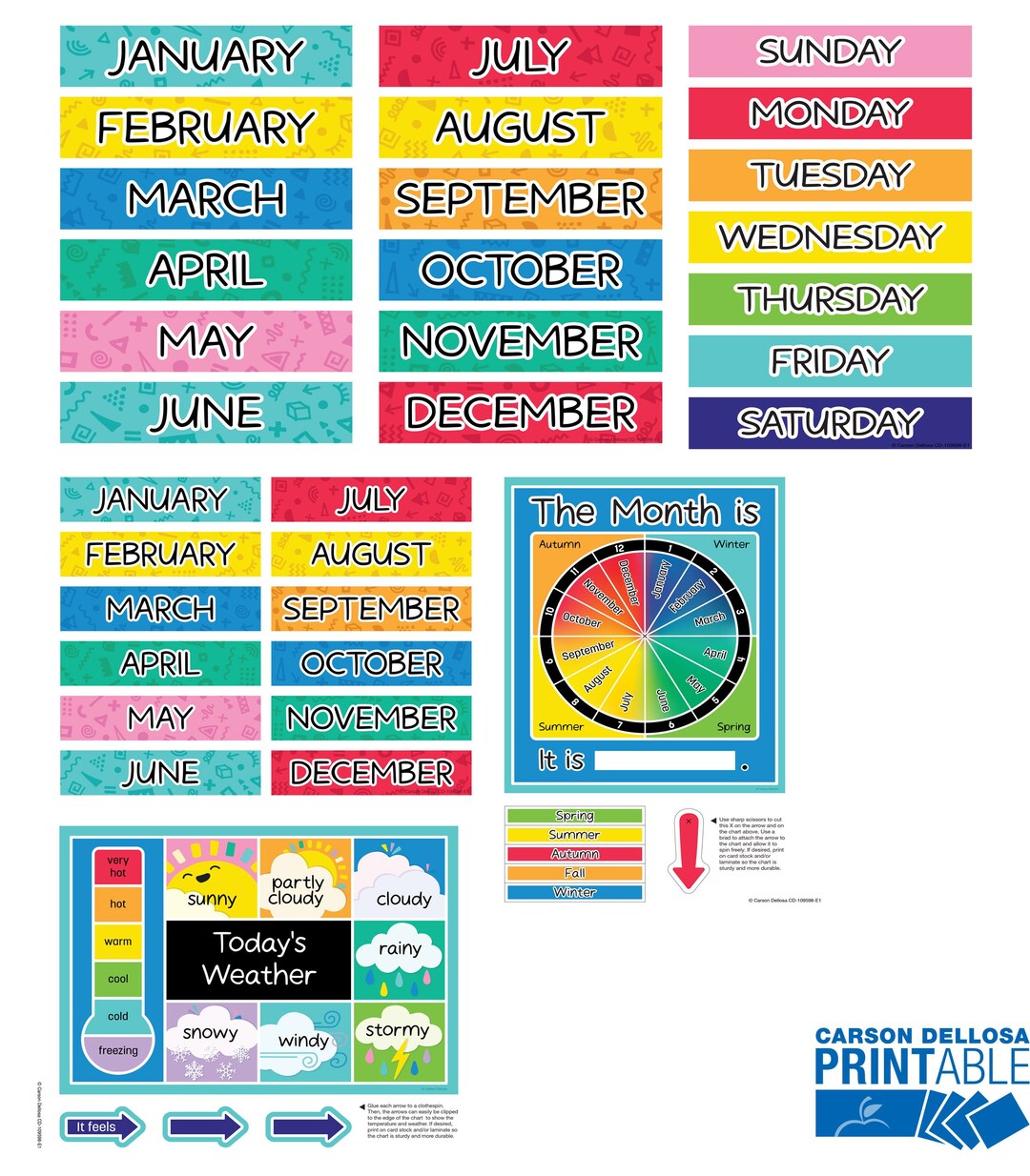 Happy Place Printable Classroom Calendar Bulletin Board Set, With ...