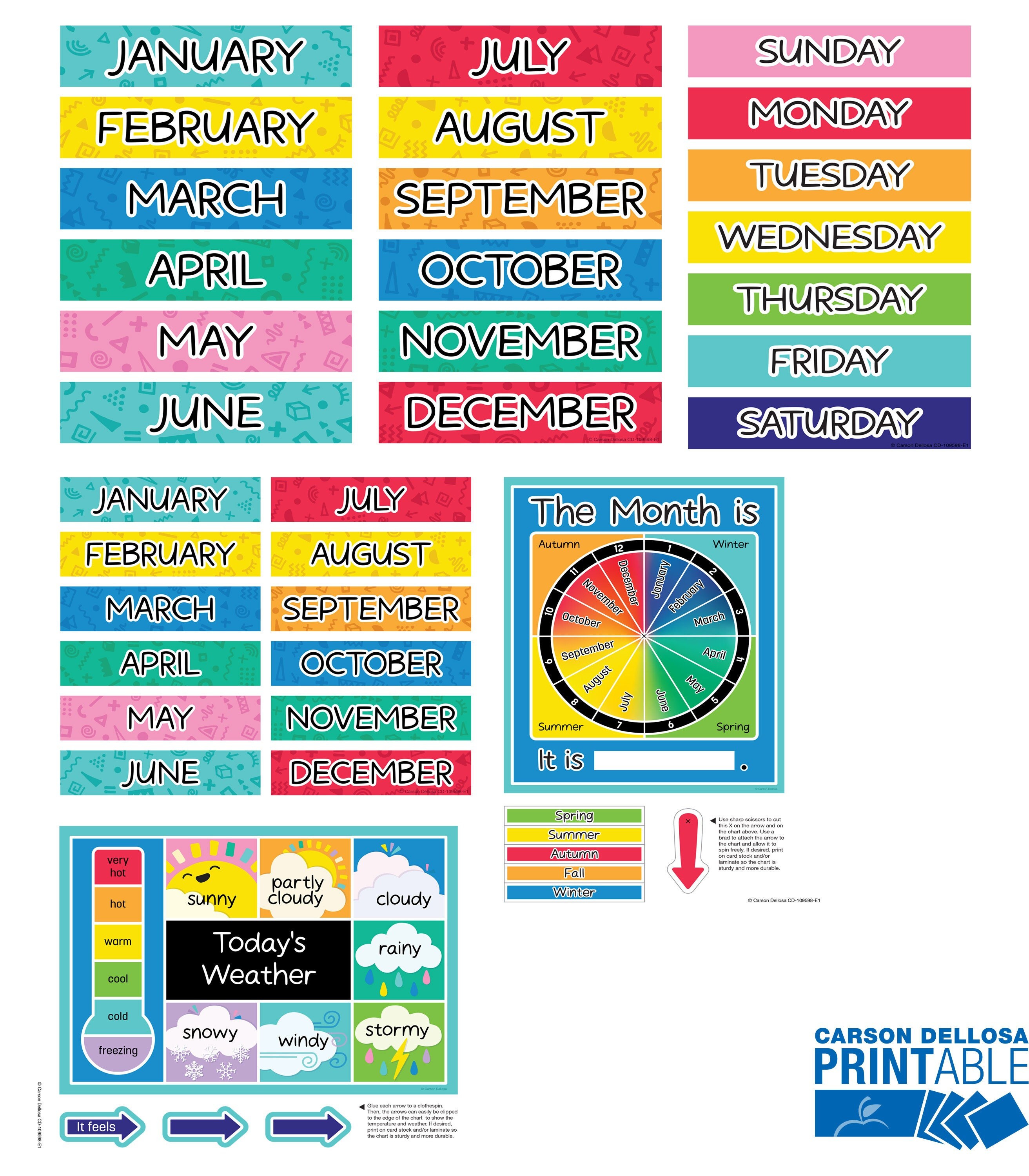 Happy Place Printable Classroom Calendar Bulletin Board Set, With ...