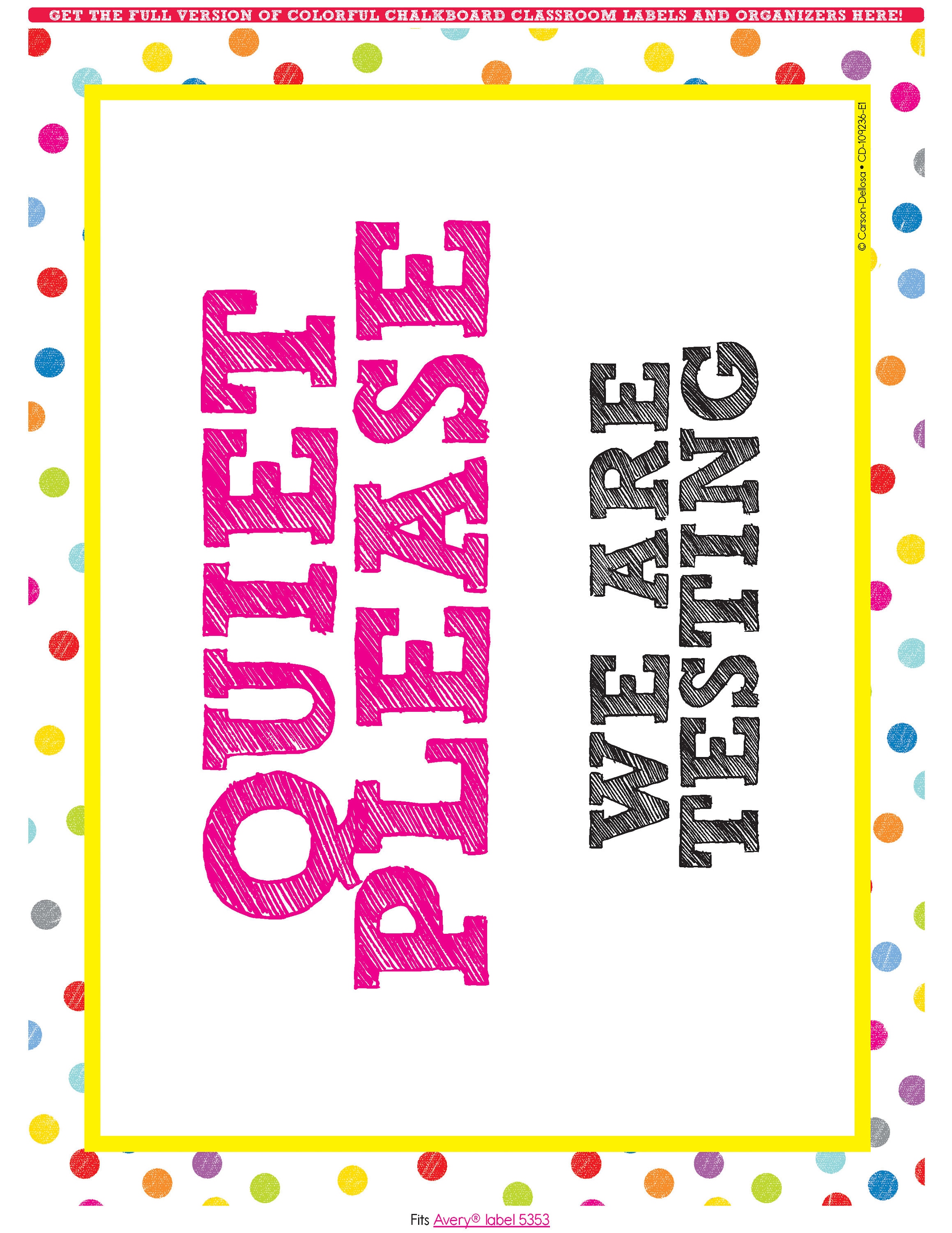 Colorful Chalkboard Classroom Printable Labels and Organization ...